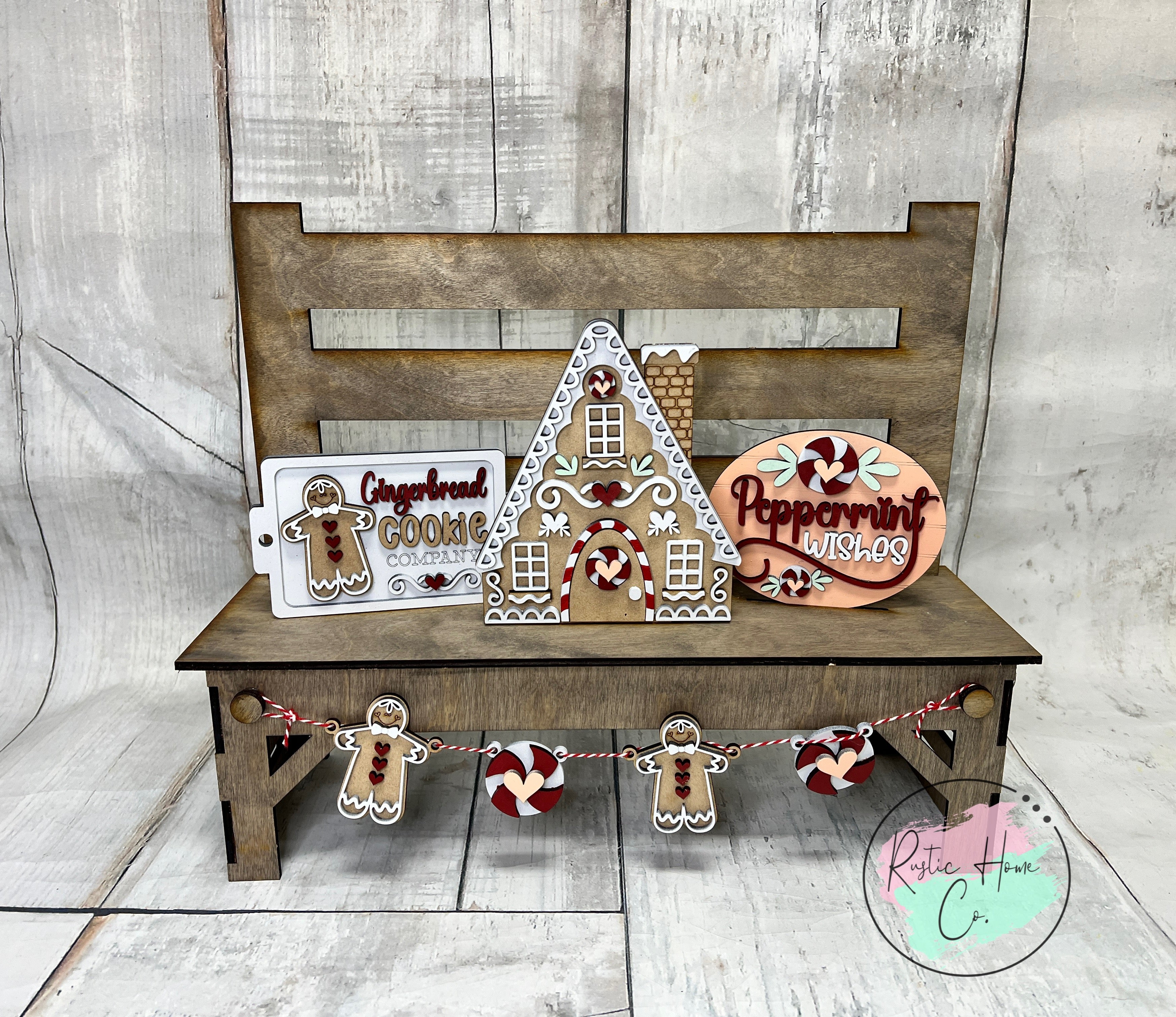 Christmas gingerbread Interchangable Kit for benches – Rustic Home Co